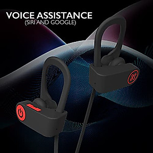 Klipxtreme JogBudz II Sports Earphones with Mic Lightweight Water-Resistant Earbuds with Ear Hooks Compatible with Siri and Google Voice, Wireless Headphones (Black)