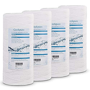 Geekpure Single Stage Whole House Water Filter System with 10-Inch Clear Housing-1"Port with 4 Pieces PP Filter