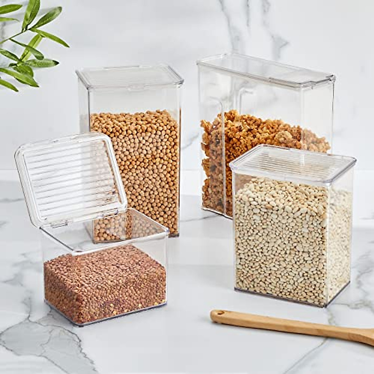 Nate Home by Nate Berkus Airtight Food Canister Containers | with Locking Lids for Storing Dry Goods on Any Kitchen Counter, Cabinet, or Pantry Storage from mDesign - Set of 4, Clear