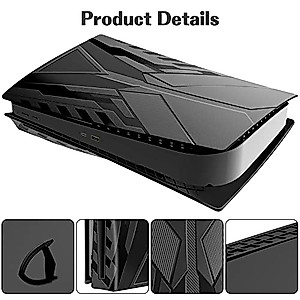 HEYSTOP PS5 Plates for PS5 Accessories, Hard Shockproof Cover PS5 Skins Shell Panels for PS5 Console, Anti-Scratch Dustproof Face Plates Replacement Accessories for Playstation 5 Disc Edition - Black