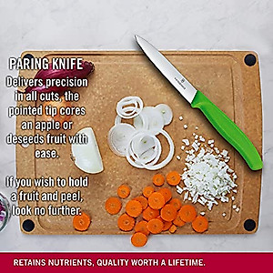 Victorinox 6.7706.L114 Swiss Classic Paring Knife for Cutting and Preparing Fruit and Vegetables Straight Blade in Green, 3.9 inches