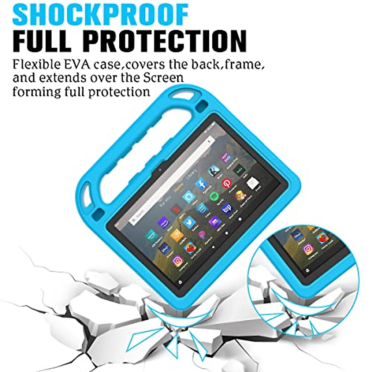 LEDNICEKER Kids Case for All-New Fire HD 8 & Plus 2020 & 2022- Lightweight Shockproof Handle with Stand Kid-Proof Case for Amazon Fire HD 8 inch Tablets (2022/2020 Release) - Blue