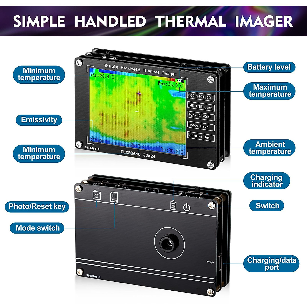 Kanayu 1 Pack Infrared Thermal Imager with 4 Ghost Hunting Cat Ball Portable Equipment Thermal Camera LED Motion Light up Cat Ball Activated Interactive Cat Toy Balls for Ghost Hunting