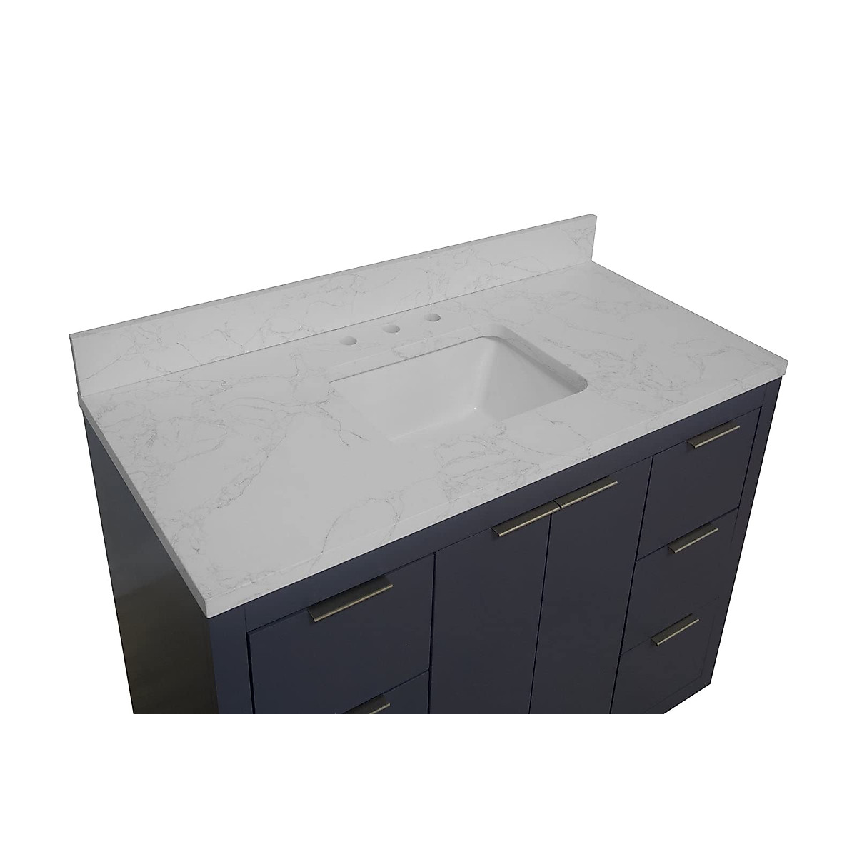 Stockholm 48-inch Bathroom Vanity (Engineered Marble/Marine Gray): Includes Marine Gray Cabinet with Engineered Marble Countertop and White Ceramic Sink