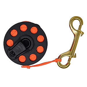 Scuba Choice Scuba Diving Compact Finger Spool with Plastic Handle, 65', Orange Line