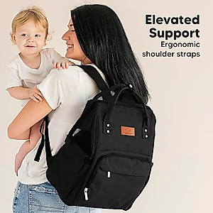 KeaBabies Baby Diaper Bag Backpack - Baby Bag for Boys, Girls, Waterproof Multi Function Baby Backpack, Large Diaper Bags for Baby Girl, Baby Boy, Travel Diaper Bag with Changing Pad (Trendy Black)
