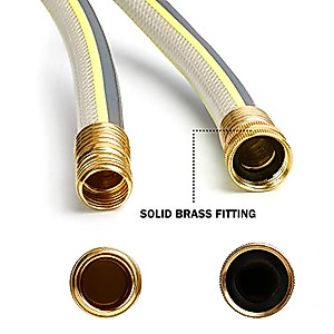Worth Garden Lead-In Short Hose 3/4 in. x 4 ft. No leak, Durable and Lightweight PVC Grey Water Hose with Solid Aluminum Hose Fittings, Male to Female Fittings, 8 YEARS WARRANTY