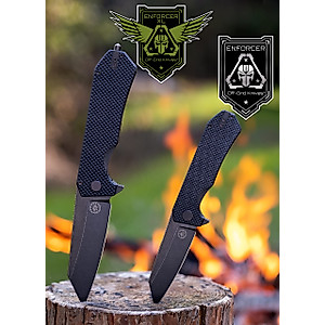 Off-Grid Knives - Enforcer EDC Folding Knife with 154CM Blade Steel, Grippy G10 Scales, Deep Pocket Carry Left or Right Hand (Blackout 154CM)