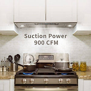 30 inch Built-in/Insert Range Hood 900 CFM,Hisohu Ducted/Ductless Stainless Steel Kitchen Vent Hood with 4 Speed Gesture Sensing&Touch Control Panel, 2 Pcs Baffle Filters and 2 Pcs Carbon Filters