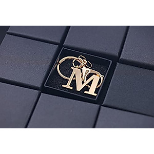 LAXPICOL Gold Letter M Keychain for Women Men Purse Handbags Metal Alphabet Initial Letter Key Ring Keychain
