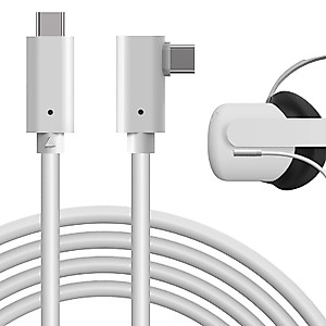 Geekria 16ft Link Cable Compatible with Oculus/Meta Quest Pro, Quest 2, USB 3.2 High-Speed Data Transfer Type C Replacement Charging Cable, 90 Degree Angled USB C to USB C Fast Charger Cord.