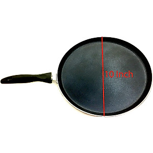 SHRIYA Aluminum Saute Fry Pan with Non-Stick Coating, Bakelite Handle, Suitable for Gas Stovetop, Fits 10" Diameter, 0.4" Thickness, Easy to Clean, Perfect for Crepes, Pancakes