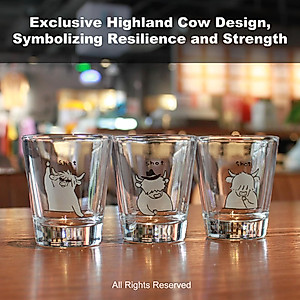 WOOWA New Beginnings Gifts - Shot Glasses Set with Highland Cow Design. New Job, Farewell, Going Away, Goodbye Gifts for Coworker Leaving. Promotion, Congratulations Gifts. Housewarming Gifts.