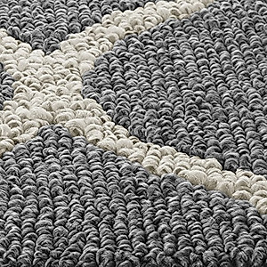 Maples Rugs Rebecca Contemporary Runner Rug Non Slip Hallway Entry Carpet, 1'9 x 5', Grey/White & Rebecca Contemporary Kitchen Rugs Non Skid Accent Area Carpet, 2'6 x 3'10, Grey/White