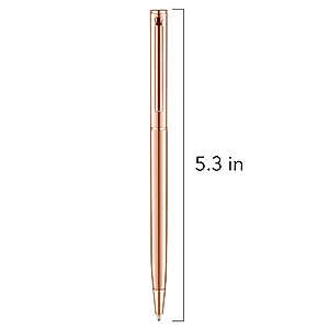 Unibene Slim Metallic Retractable Ballpoint Pens - Rose Gold, Nice Gift for Uniform Office Students Teachers Wedding Christmas, Medium Point(1 mm) 6 Pack-Black ink