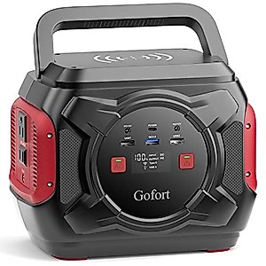 Portable Power Station 320W, GOFORT 292Wh Solar Generator with 110V Pure Sine Wave AC Outlets Wireless Charger, PD 100W Backup CPAP Battery Pack Power Supply for Outdoor Camping Fishing Home Emergency