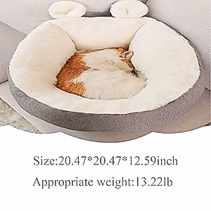 Calming Dog Bed,Cat Sofa Nest Thick Breathable Warm Comfortable Soft Rabbit Ears Design Sense Kitty House Winter Puppy Mat Anti Anxiety Cats Cave Beds Pet Supplies (White)