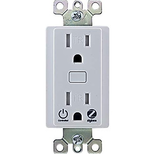 Jasco Zigbee Outlet Receptacle with Energy Monitoring, Tamper-Resistant, Pairs Directly with Echo 4th Gen/Echo Show 10/Echo Studio/Echo Plus/Eero Pro 6, 1 Controlled + 1 Always On, White, 43132