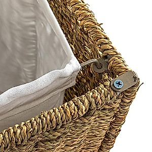 Household Essentials Brown ML-5445 Wicker 3 Compartment Laundry Sorter with Lid | 3 Section Clothes Hamper