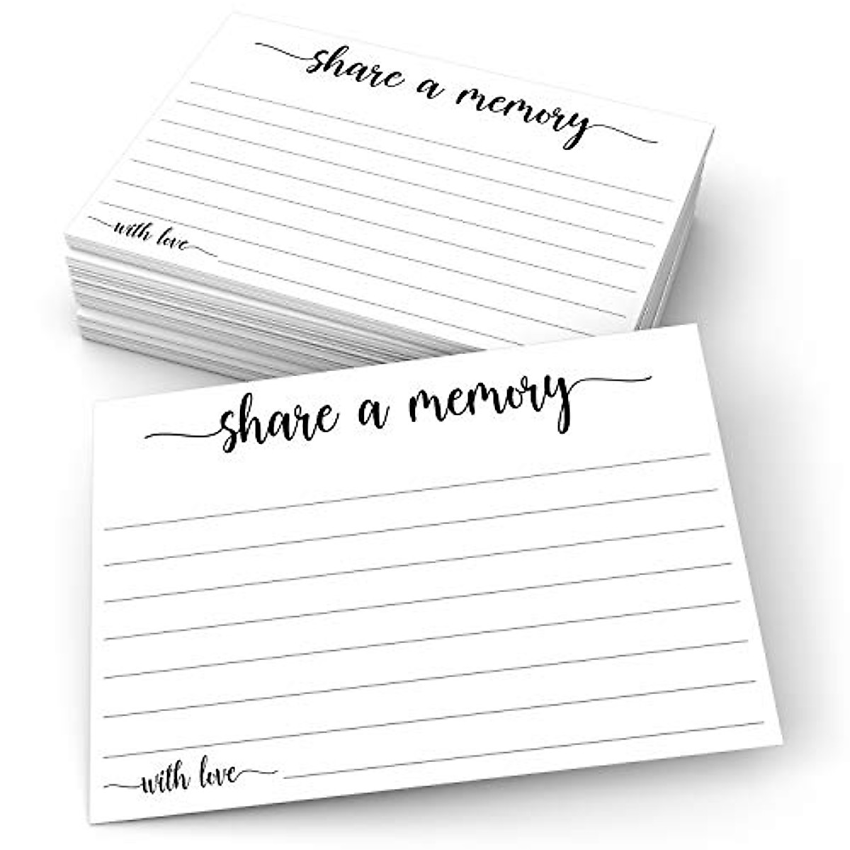 321Done Share a Memory Card (50 Cards) 4x6 - for Celebration of Life Birthday Anniversary Memorial Funeral Graduation Bridal Shower Game - Made in USA - White