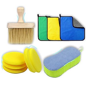 Kalevel 10 Pcs Car Detailing Brush Interior Car Wash Towel Microfiber Car Wash Sponge and Foam Wax Applicator Pad Kit Non Scratch for Vents