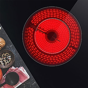 Empava 24" Electric Radiant Cooktop 4 Burners Stove Top with 1-99 Minutes Timer and 9 Heating Levels Smooth Glass Surface in Black, 24 Inch