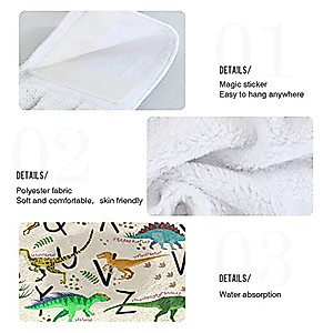 KOCOART Alphabet Dinosaurs Kid Kitchen Oven Towels Watercolor Hanging Hand Towel with Loop 2 Pieces Super Absorbent Dishcloth Fingertip Tea Bar Dish Towel for Bathroom Tabletop
