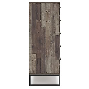 Signature Design by Ashley Neilsville Industrial 5 Drawer Chest of Drawers with Smooth-Gliding Drawers and Safety Stop, Gray
