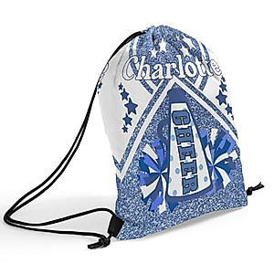 Cheerleaders Cheer Blue Print Drawstring Backpack Sackpack Gym String Bag Waterproof Competition Bag for Sports