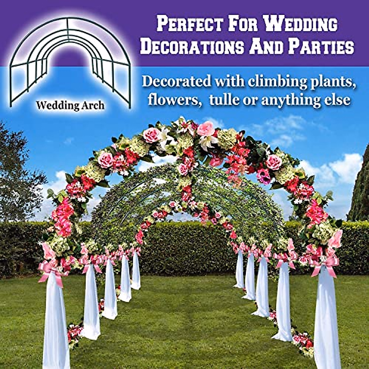 YardGrow Greenhouse Frames for Larger Hot Garden House Support Arch Frame Climbing Plants/Flowers/Vegetables Outdoor (16x7x7 FT)