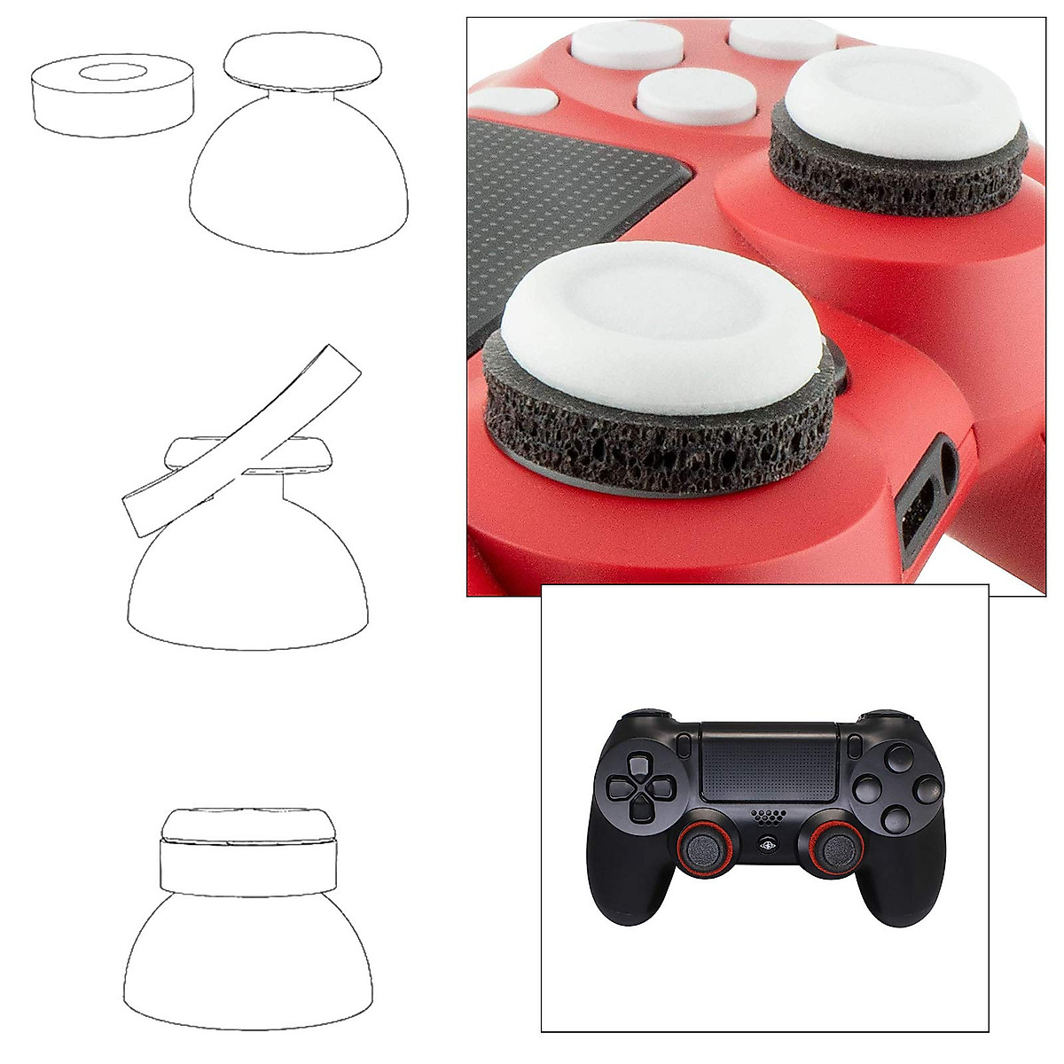 Create idea 3 Pairs Aim Assist Sponge Rings Compatible with PS4 PS5 / Xbox Console Controllers High Precision 3 Different Strengths