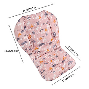Longwuny High Chair Cushion, High Chair Cover Padhigh Chair Pad Cover, Soft and Comfortable, Light and Breathable, Make The Baby Sit More Comfortable (Pink Forest Animal Pattern)