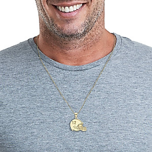 Fine 14K Yellow Gold Football Helmet Pendant - Choice of Number (Front), Name (Back)