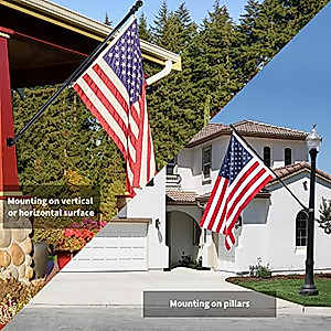 NQ Flag Pole Holder Adjustable, Flag Pole Bracket for Outside House Heavy Duty Aluminum, Multi-Position Flag Pole Mounting Bracket Rust Free with Hardwares, 1" Inner Diameter (Black- 1 Pack)