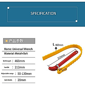 EZRODI Adjustable Universal Belt Wrench - For RO Membrane & Pre-filter Housings (Multi-functional Water Filter Housing Wrench, canister outer diameter 5-13cm)