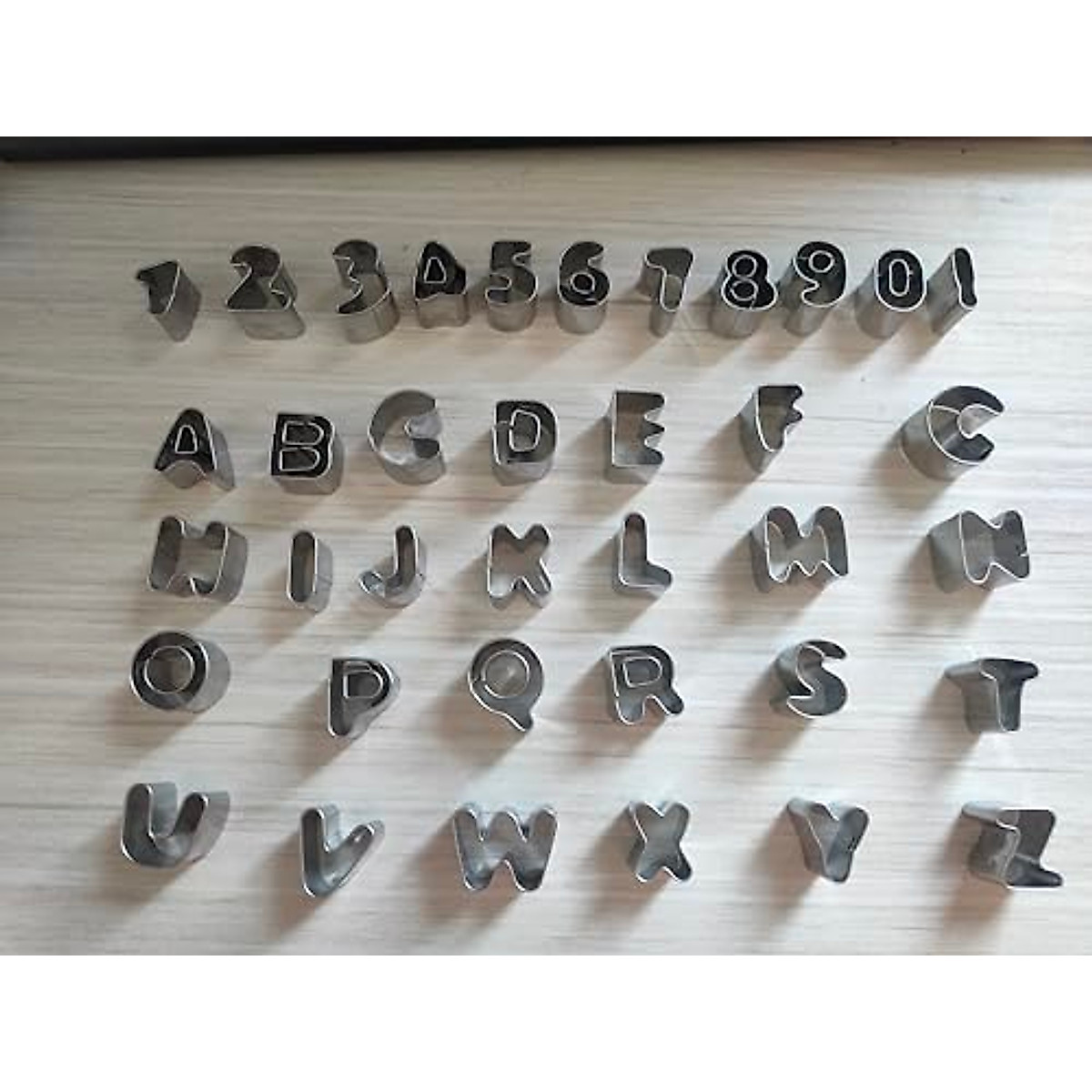 Mini Alphabet Number Cookie Cutters Sets of 37 Pieces Letter Mold Tools for Fondant Biscuit,Cake,Fruit,Vegetables,or Dough Stainless Steel
