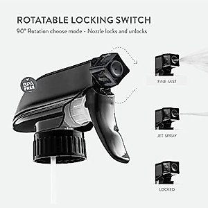 Blue Cobalt Glass Spray Bottles, 16-Ounce (2-Pack) Refillable Glass Sprayer Container with Durable Leakproof Trigger Sprayer Mist/Stream/Lock for Cleaning Products, Essential Oils, Aromatherapy, Water