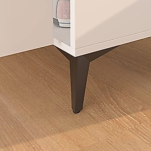 ECACAD Multi-Tier Shoe Storage Cabinet with Adjustable Shelves & 4 Doors, Wood Shoe Rack Organizer with Metal Legs for Entryway, Bedroom, Hallway, White (55.1”W x 13.8”D x 37.4”H)