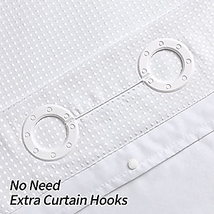 MitoVilla No Hooks Needed White Waffle Shower Curtain Set with Snap-in Liner, Modern Waffle Weave Fabric Shower Curtains for Luxury Hotel Grade Spa-Like Bathroom Decor, 72 x 74
