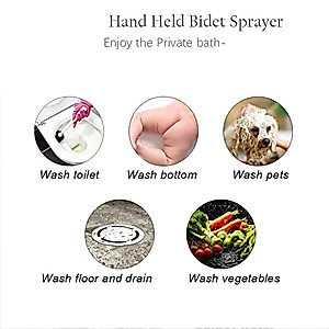 ZLOCYIVHE Handheld Toilet Bidet Sprayer, Single Cold Bidet Faucet with Push-Button, Matte Black Solid Brass Douche Kit, Square Shattaf Shower Set,D(Set B)