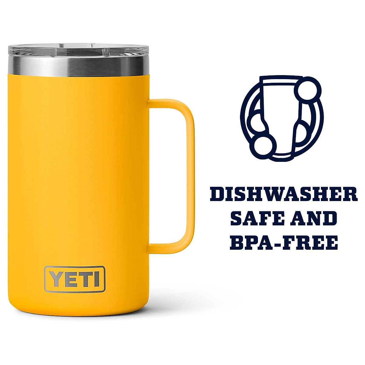 YETI Rambler 24 oz Mug, Vacuum Insulated, Stainless Steel with MagSlider Lid, Alpine Yellow