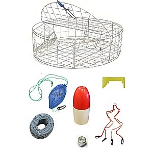 KUFA Sports 30"x12" Stainless Steel Crab Trap & Accessories Combo (CT120+CAQ14+ZIN)