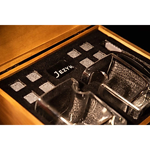 Whiskey gift set for men cigar glasses gift set of 2 Old Fashioned Square Glasses with intended cigar rest, Granite Chilling Rocks, Tongs, Velvet Pouch and cigar Cutter. gift set for men, dad, husband