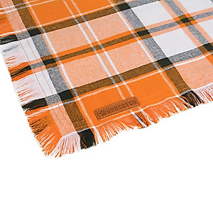 ADOGGYGO Fall Dog Bandanas, Halloween Thanksgiving Dog Bandana, Orange Plaid Dog Scarf, Multiple Sizes Offered, Fall Holiday Bandanas for Medium Large Dogs Pets (Fall, Large)