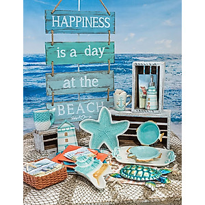 Boston International Serving Plate Everyday Coastal Ceramic Tableware, 11.5-Inches, Lagoon Life Starfish