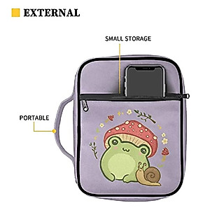 Tongluoye Mushroom Bible Covers for Teen Girls Cute Purple Bible Carrying Case for Church School Libraries Frog Snail Bible Carrier with Protective Hand Strap Gifts for Daughters Sisters Friends