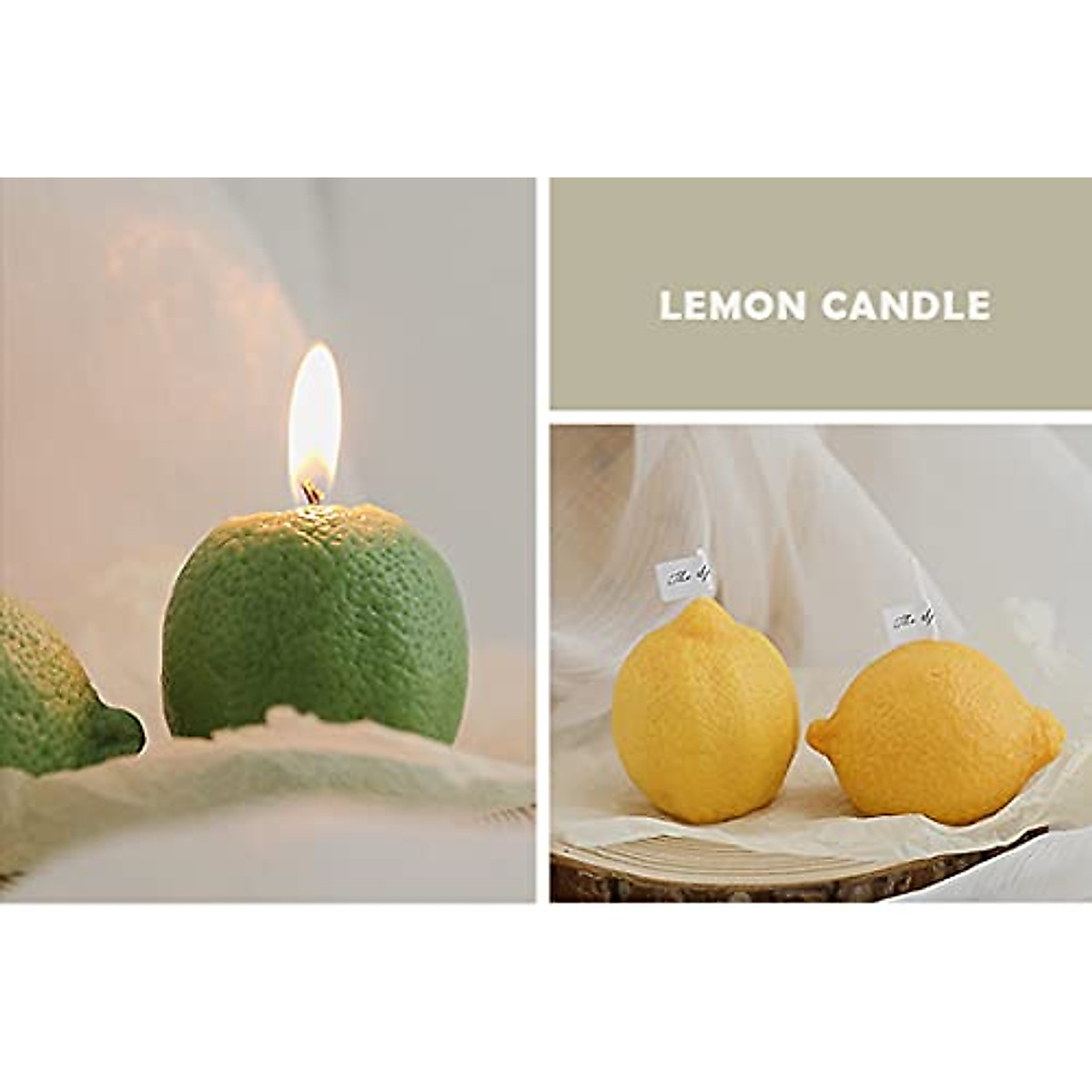 Lemon Shaped Scented Candle,100G Fruit Aroma Soy Wax Decorative Candle for Table Photo Prop Birthday Gift,Prefect for Meditation Stress Relief Mood Boosting Bath Yoga (Yellow)