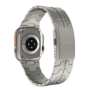 LULULOOK Titanium Band Compatible with Apple Watch Ultra/Ultra 2 49mm, Grade 2 Pure Titanium Metal Smartwatch Replacement Band with Folding Clasp for Men