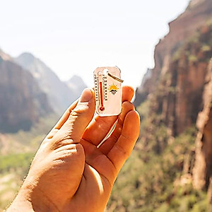 Sun Company Original Zip-o-gage - Zipper Pull Thermometer for Jacket, Parka, or Backpack | Mini Outdoor Keychain Thermometer with Windchill Chart on Back