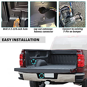 MECMO Truck Bed 7-Pin Trailer Wiring Harness Extension 7ft for Chevy Silverado, for Ford F150 F250 F350, GMC Sierra, GM, Ram 1500 2500 3500, Nissan Titan, Toyota Tundra, 5th Wheel or Gooseneck Trailer